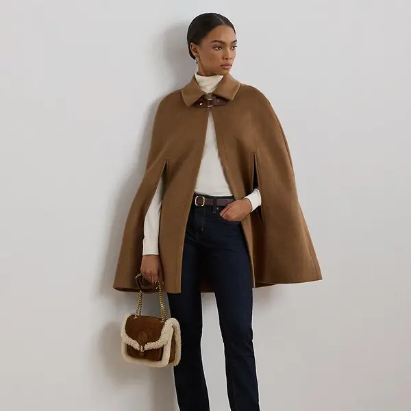 Buy Ralph Lauren Buckle-trim Wool-blend Cape - New Vicuna At 24